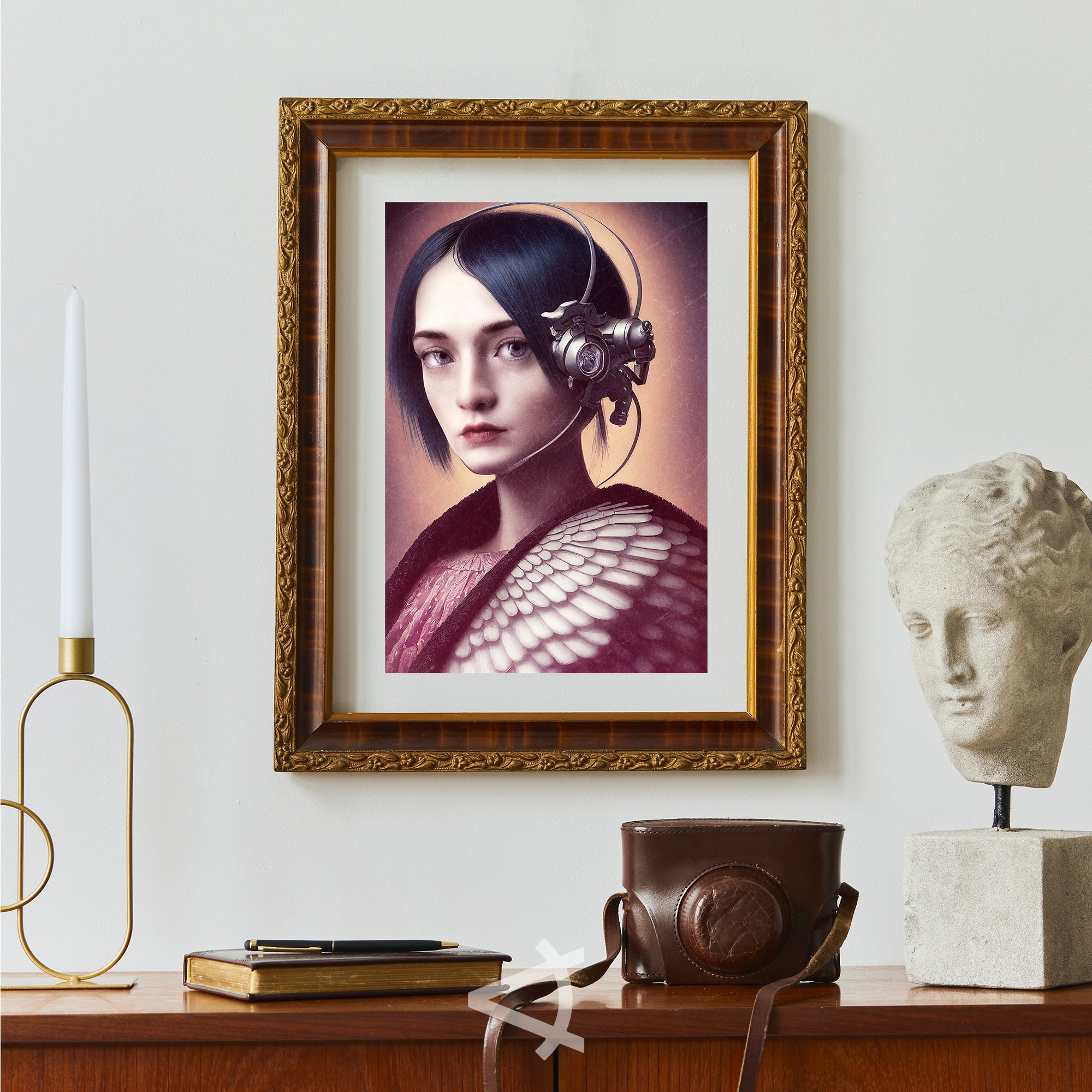 Digital Ai With Cgi Art Cyberpunk Angel Concept Scratch Etsy 