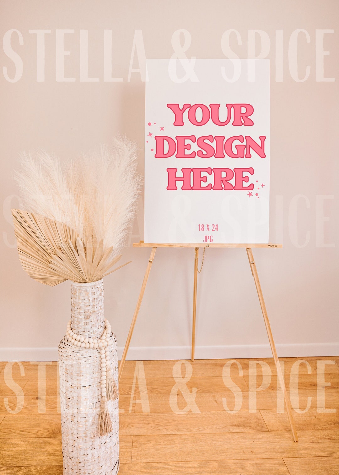 18 X 24 Neutral Welcome Sign Mockup Boho Pampas Welcome Sign Mock up ...