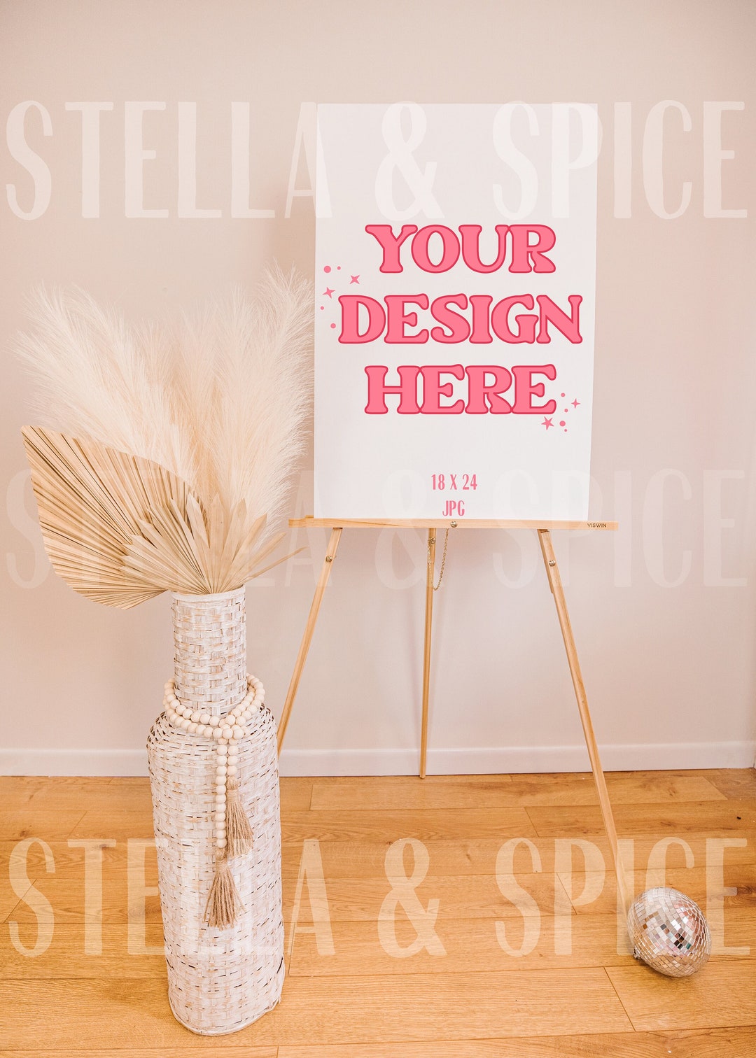 18 X 24 Neutral Welcome Sign Mockup Groovy Disco Welcome Sign Mock up ...