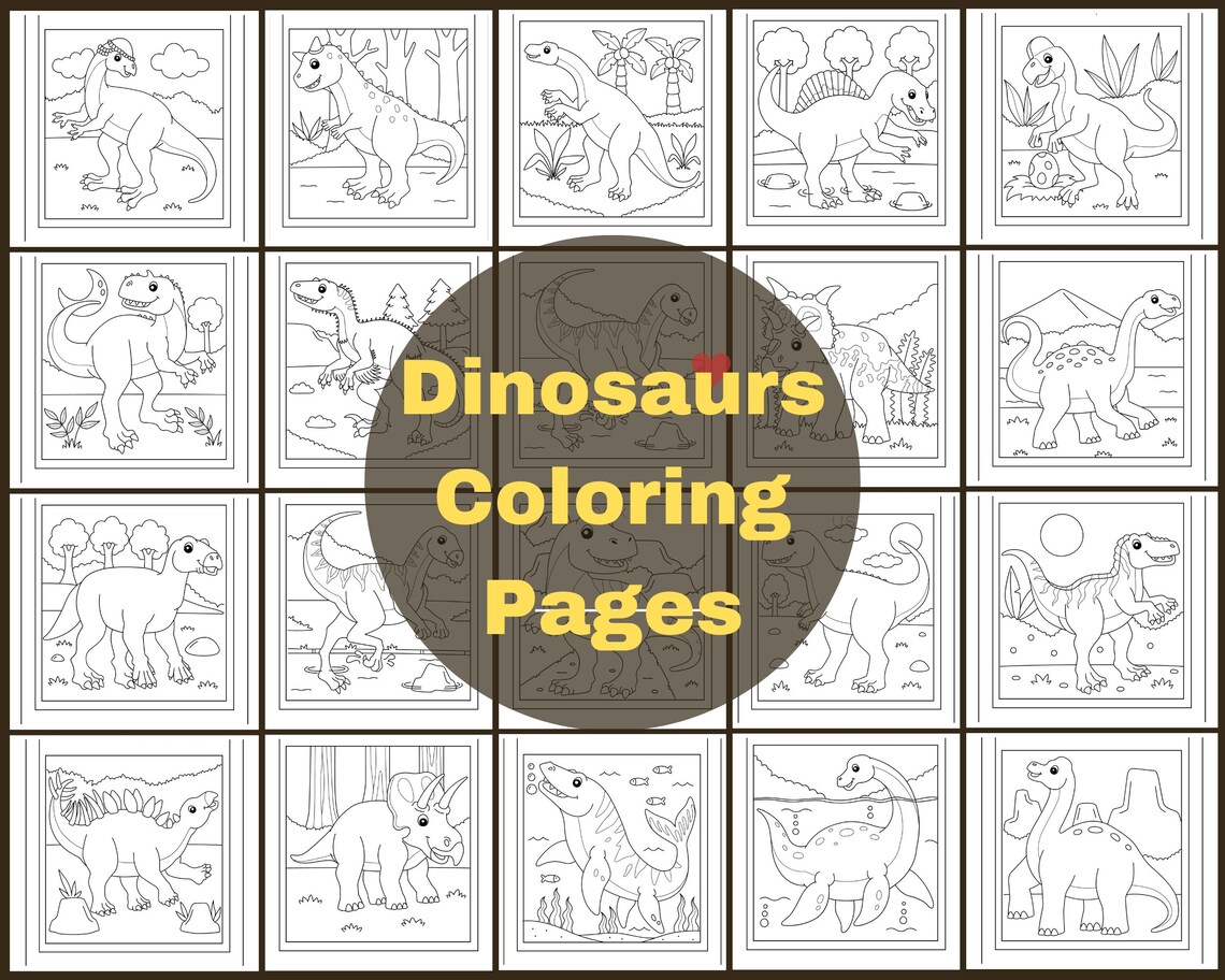 Printable Dinosaur Coloring Pages | 30 Pages | Cute Dinosaurs Coloring ...