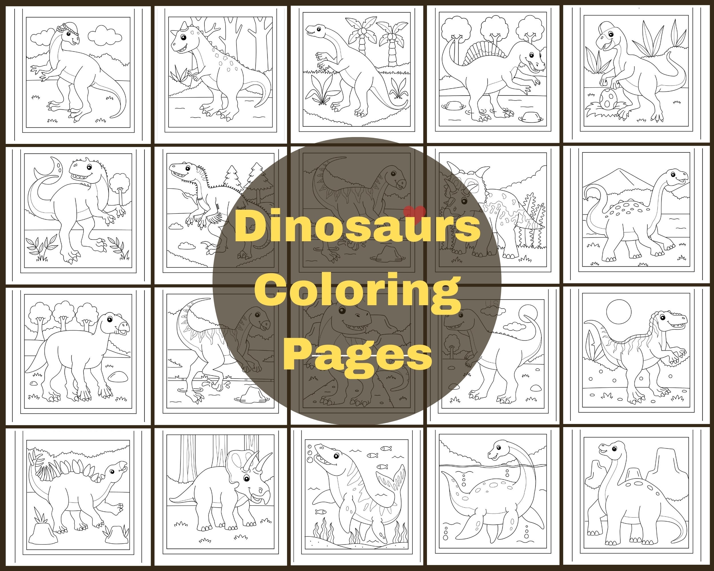 Printable Dinosaur Coloring Pages | 30 Pages | Cute Dinosaurs Coloring ...
