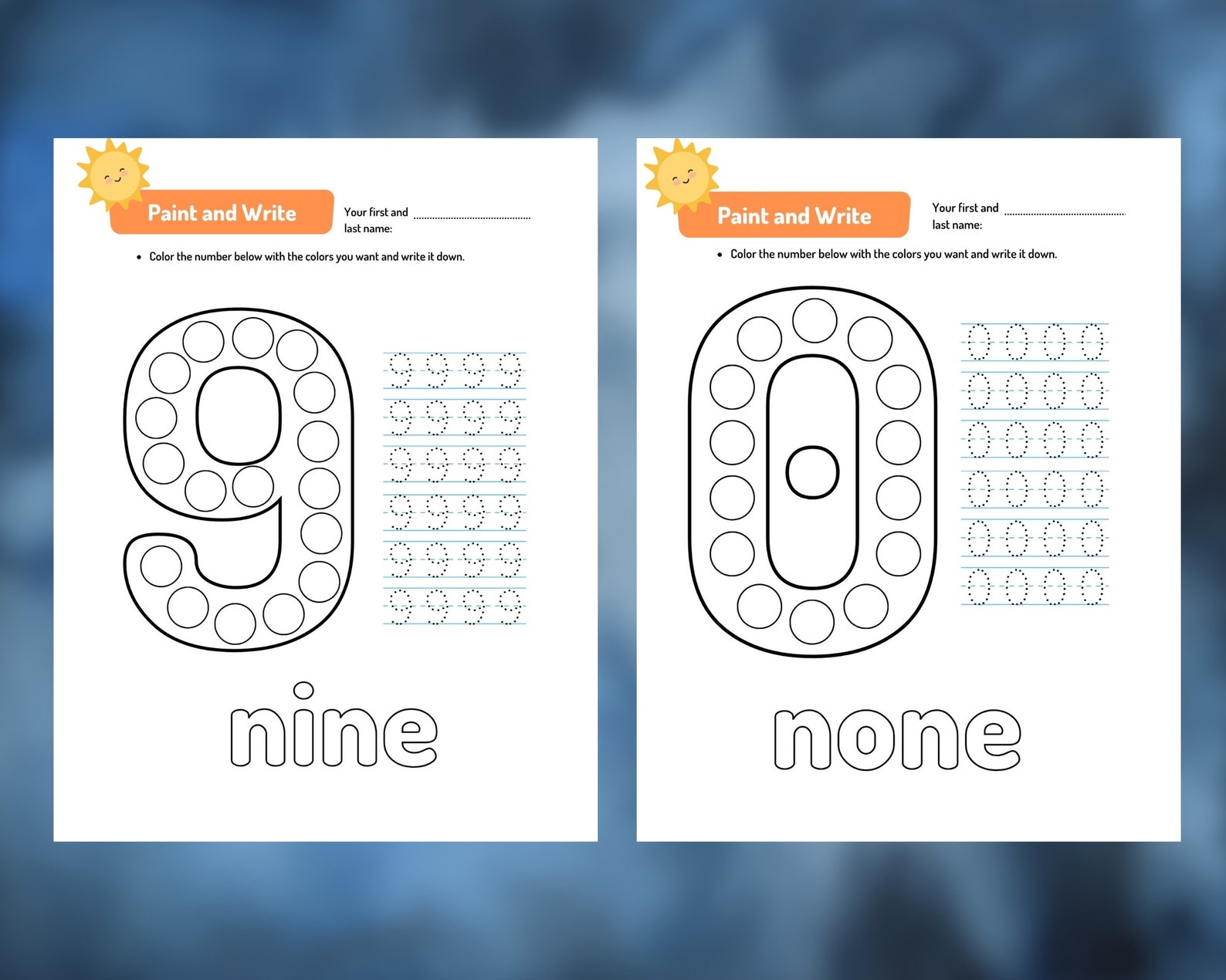 Printable Number Coloring and Writing Worksheet | Preschool ...