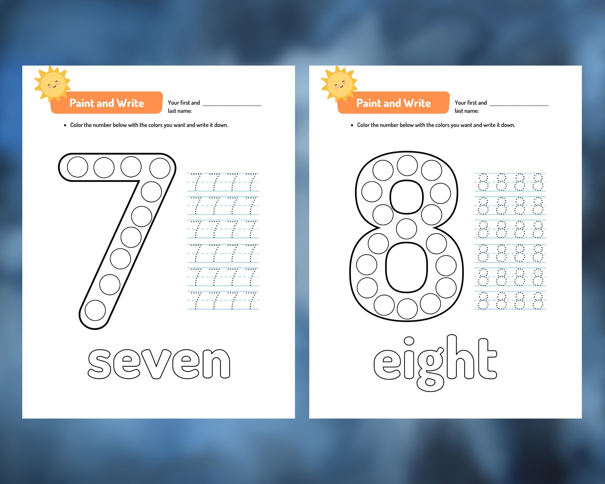 Printable Number Coloring and Writing Worksheet | Preschool ...