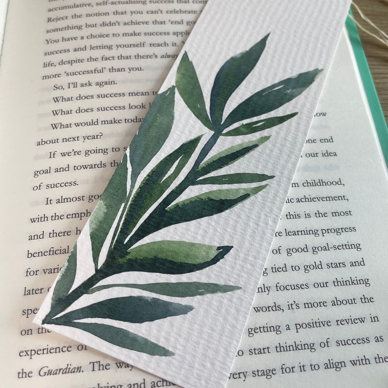 Green Leaves Watercolour Bookmark Hand Painted Floral Page Marker ...