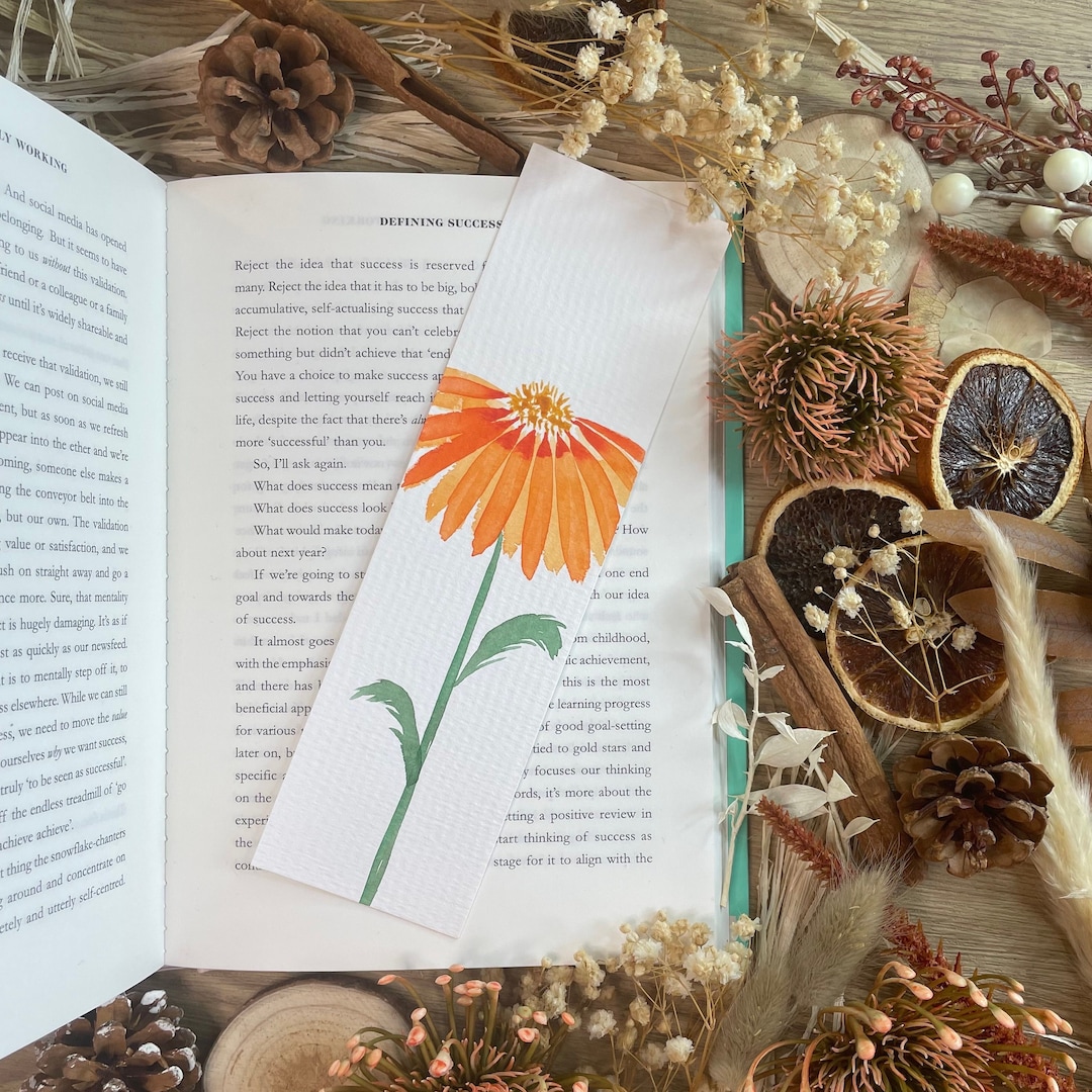 Orange Daisy Watercolour Bookmark Hand Painted Floral - Etsy