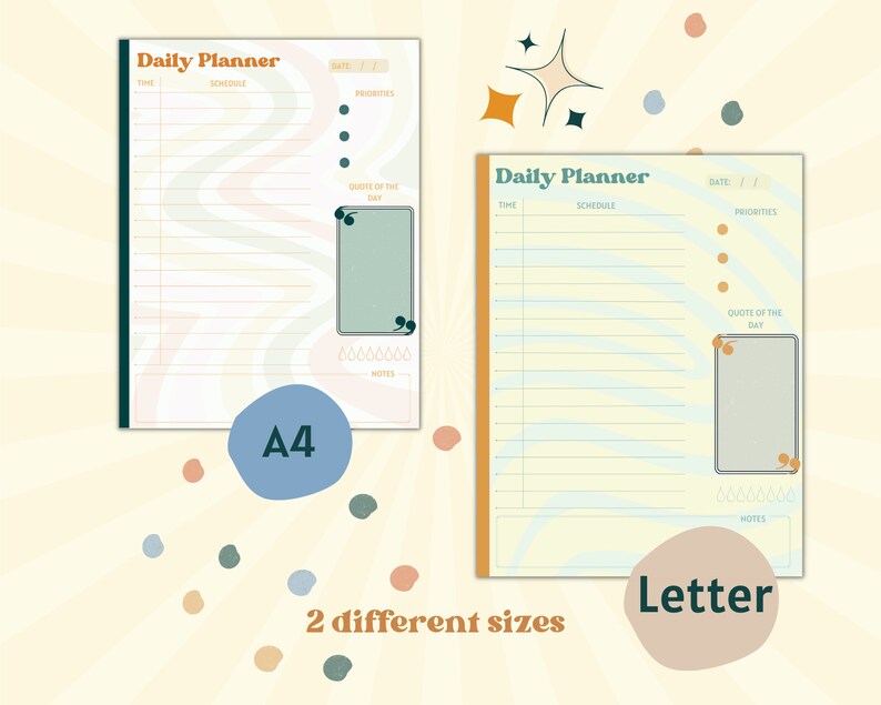 Colorful Daily Planner Page, Digital Retro Planner, Reusable Digital ...