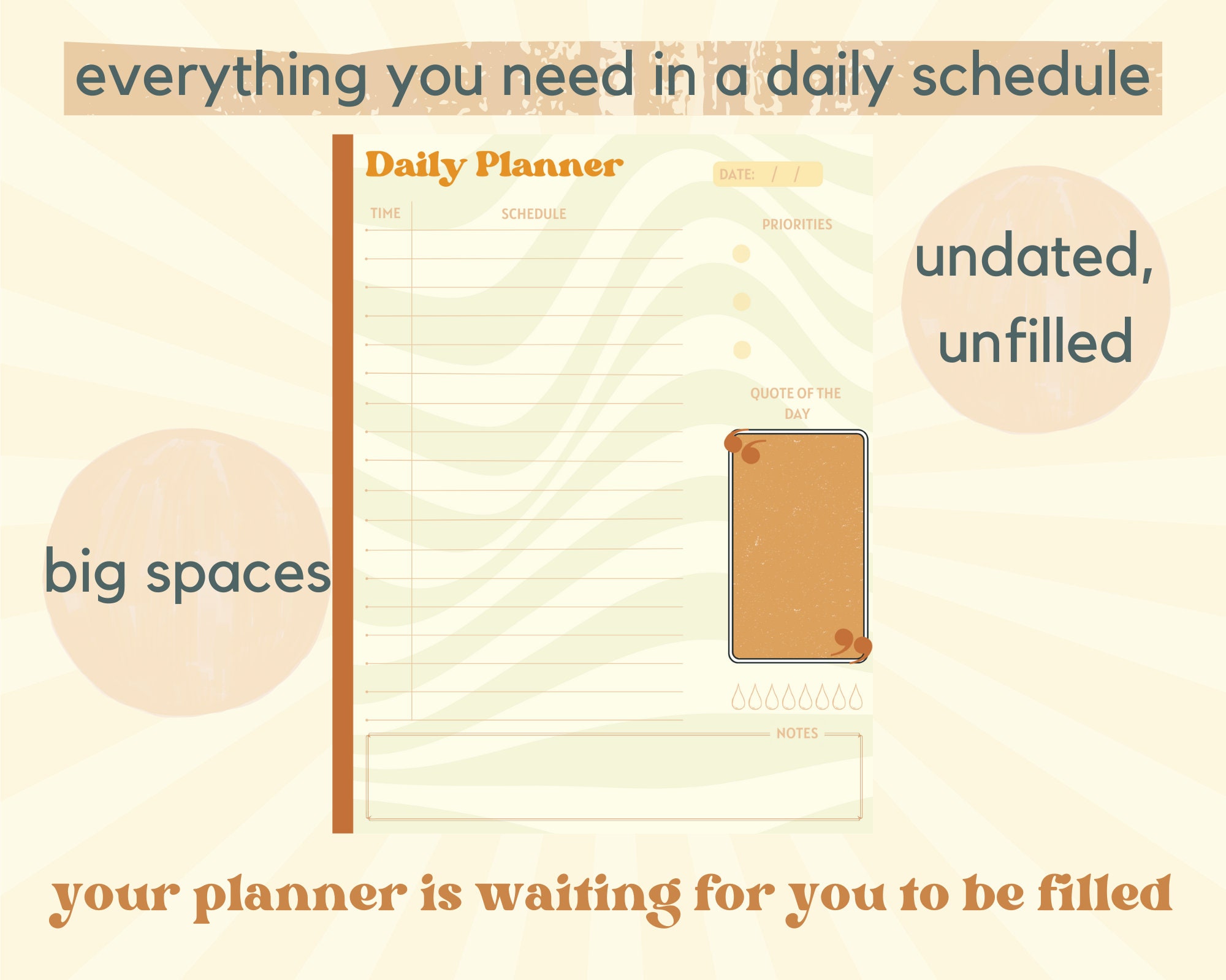 Colorful Daily Planner Page, Digital Retro Planner, Reusable Digital ...