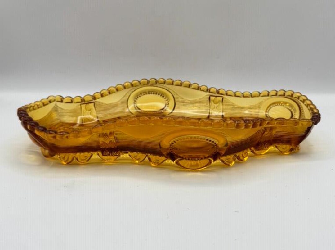Indian Amber Glass, Dewey Co Amber Colored Dish, Vintage Amber Glass ...