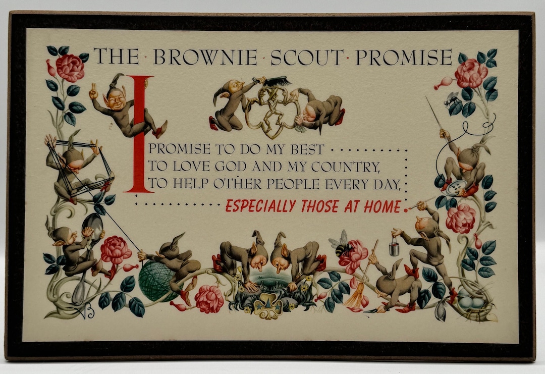 1950s Brownie Scout Promise Plaque, Girl Scouts Promise, Girl Scout Plaque - Etsy