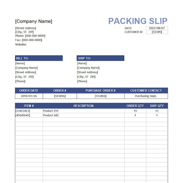 Packing Slip Template - Etsy