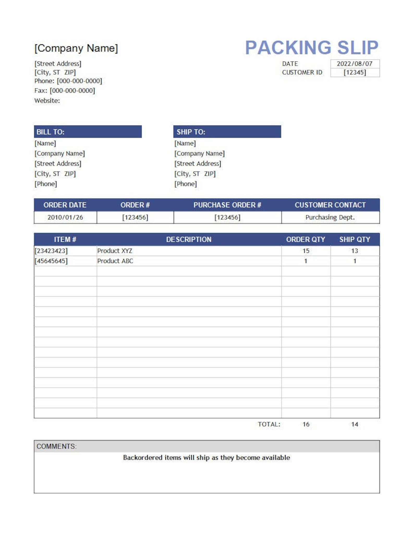 Packing Slip Template - Etsy