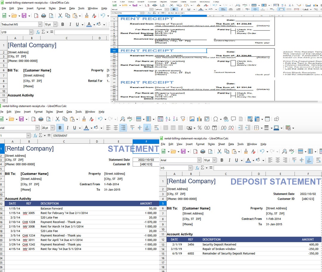 Landlord Full Rental Book Invoice, Receipt & Statement - Etsy