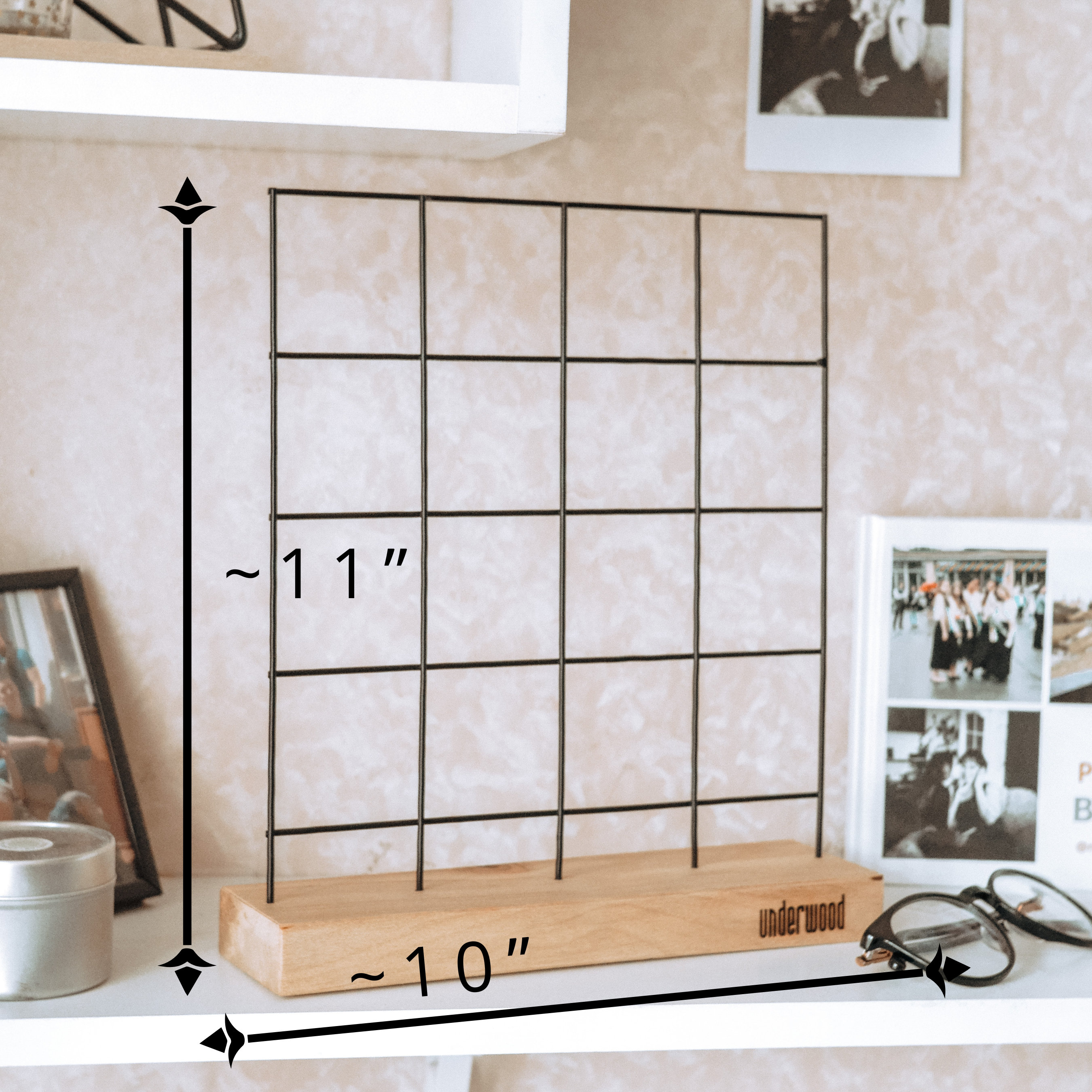 Black Wire Tabletop Grid FREE CLIPS Standing Wire Picture Holder Frame ...