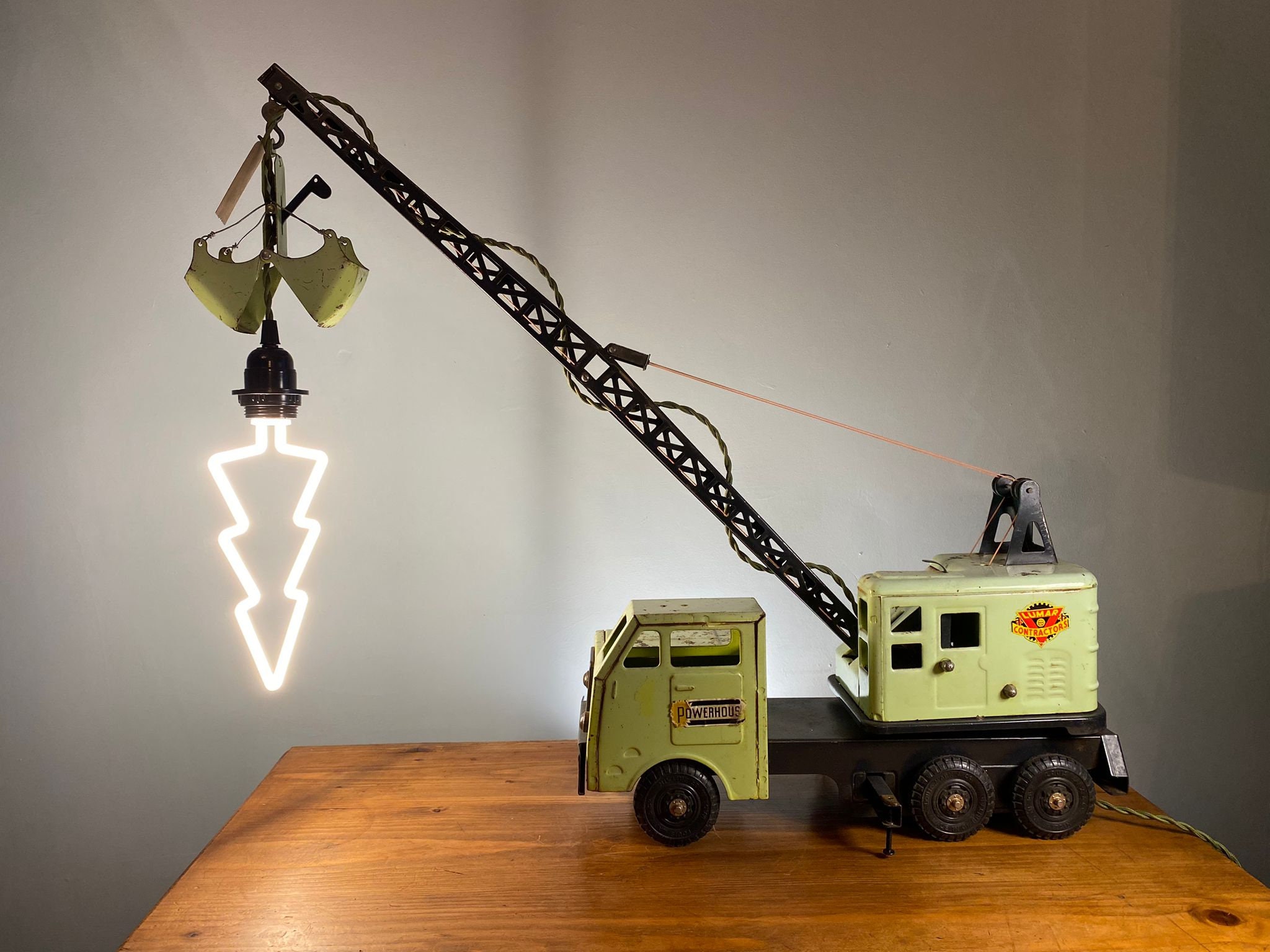 Converted Vintage 1950s Tinplate Louis Marx Lumar Crane Lamp - Etsy UK