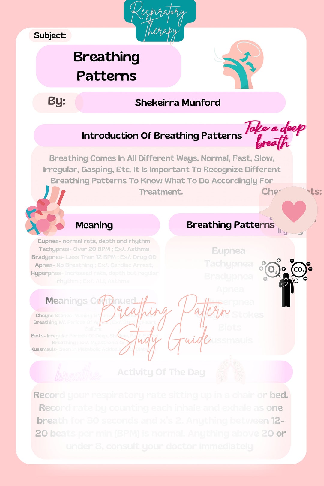 Breathing Pattern Study Guide - Etsy