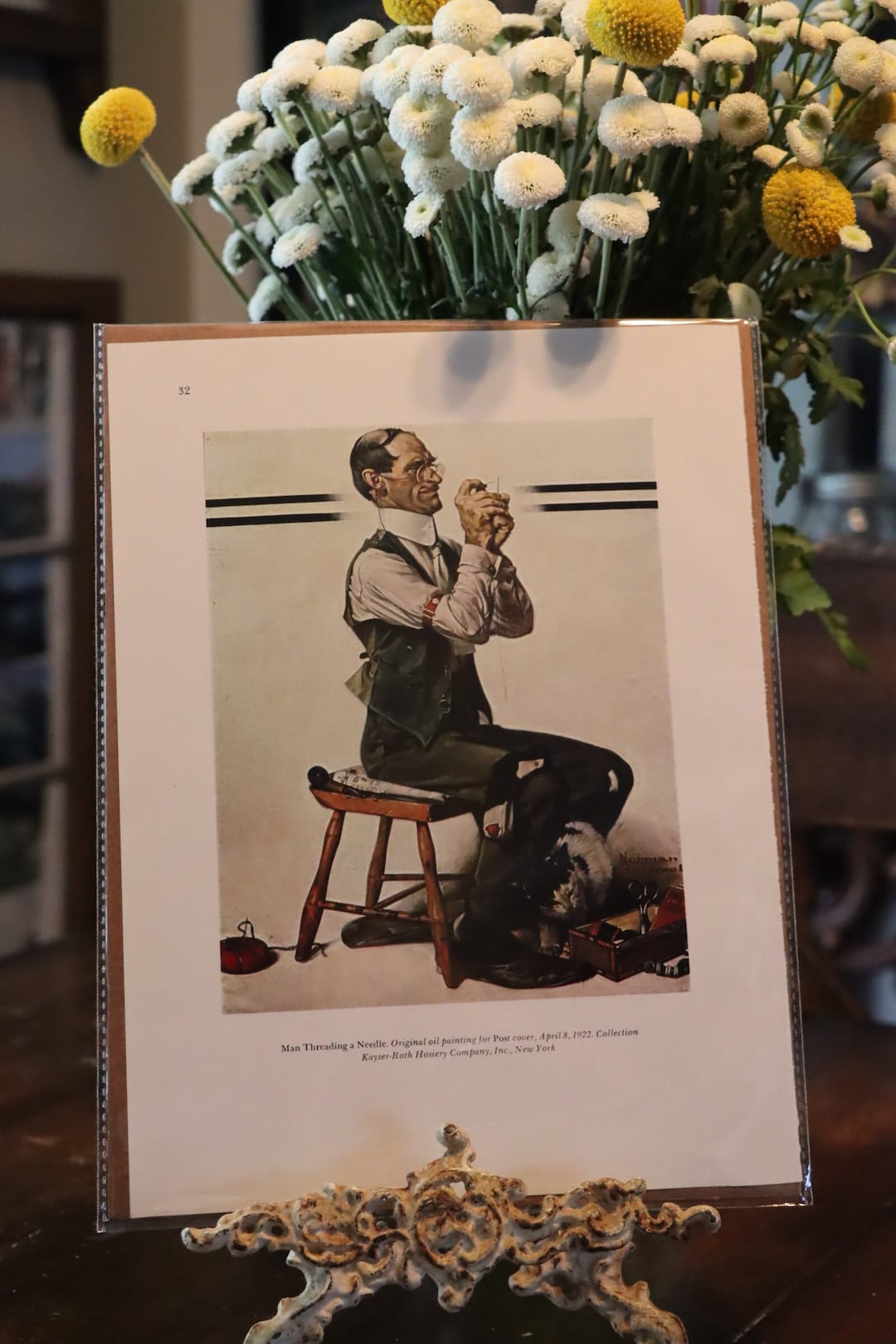 Man Threading a Needle Print by Norman Rockwell, Wall Art, Unframed Art ...