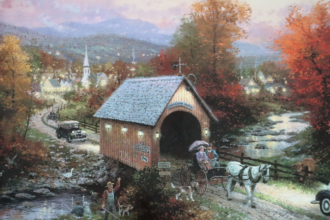 Country Memories the Old Covered Bridge at Thomaston Brook Light Artist ...