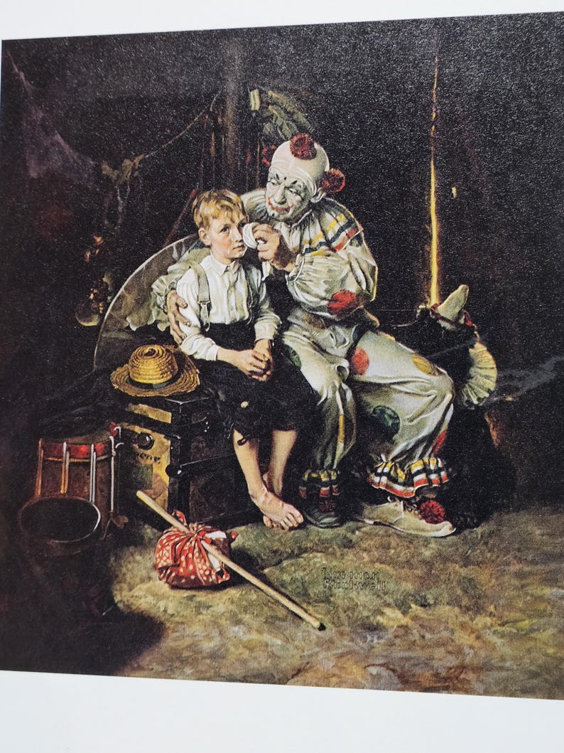 The Runaway runaway Boy and Clown Crying Boy Circus Thomas Kinkade Art ...