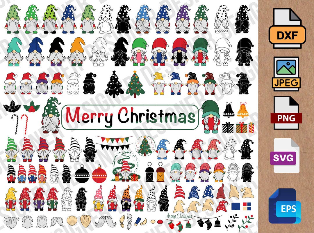 Whimsical Gnomes SVG Bundle Cute Gnome Clipart, Silhouette SVG & Cut ...