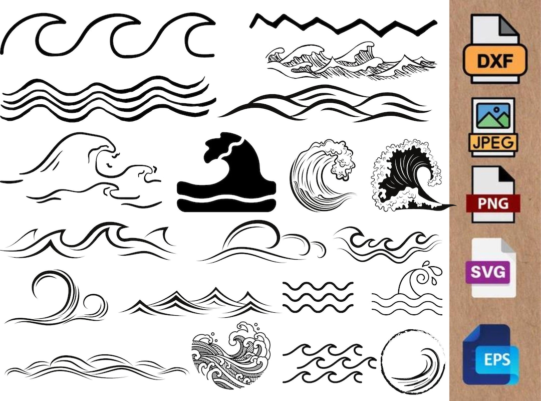 WAVE SVG/ Wave Bundle Svg/ Wave Cut Files/ Wave Clipart/ Wave Cricut ...