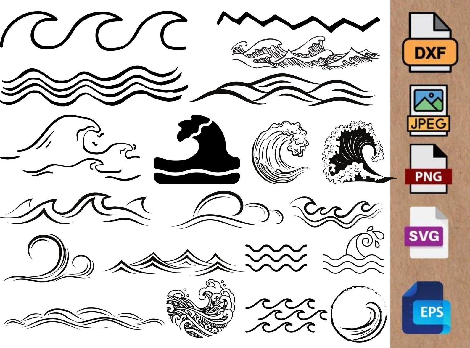 WAVE SVG/ Wave Bundle Svg/ Wave Cut Files/ Wave Clipart/ Wave Cricut ...