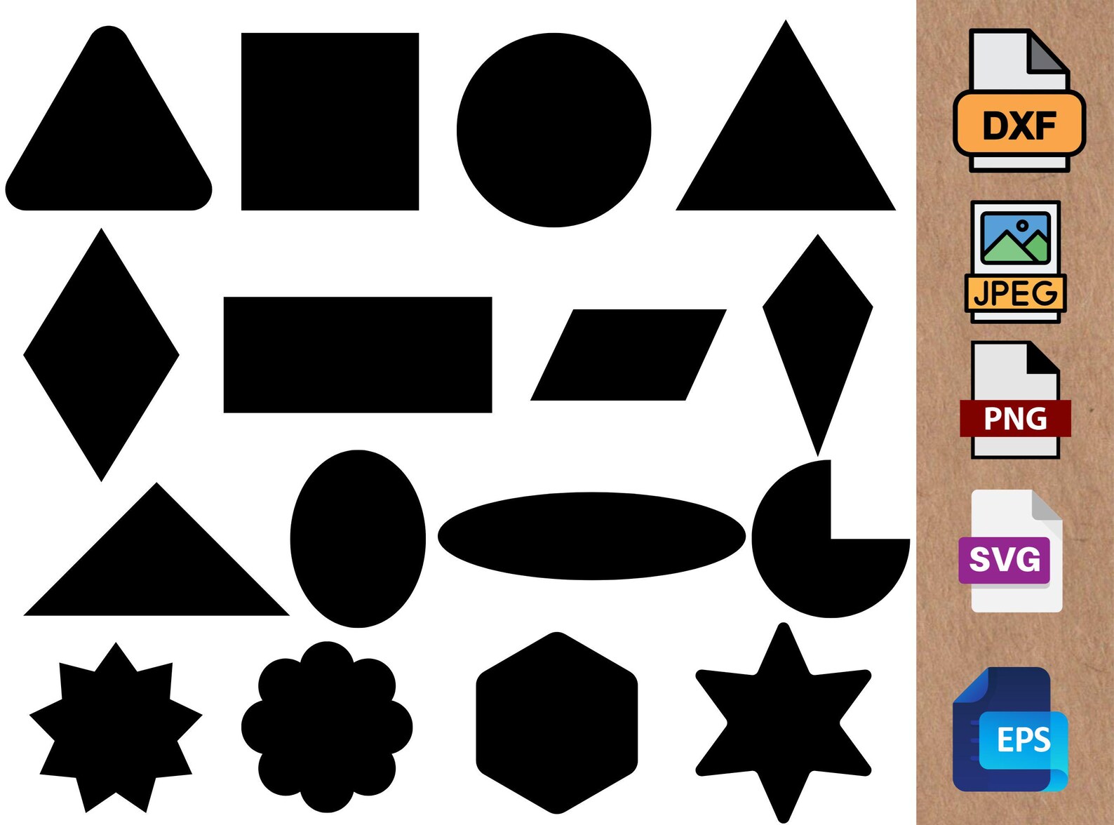 Basic Shape SVG Bundle Basic Shape PNG Bundle Basic Shape Clipart Basic ...