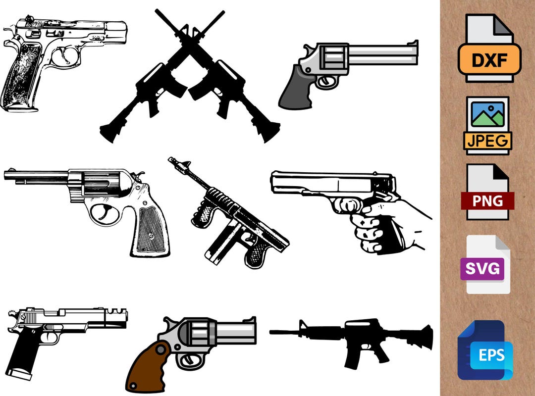 Guns SVG/ Military Weapon Svg/ Pistol Svg/ Weapon Svg/ Clipart ...