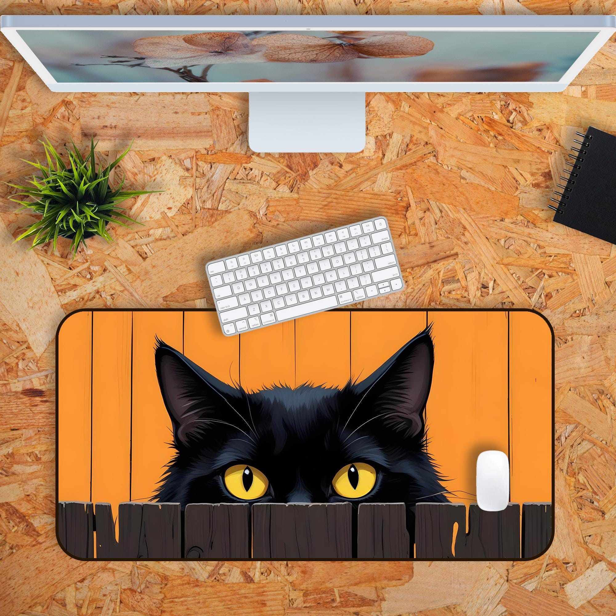 Black Cat Desk Mat, Cute Cartoon Cat Non-slip Mouse Pad, Aesthetic Desk ...