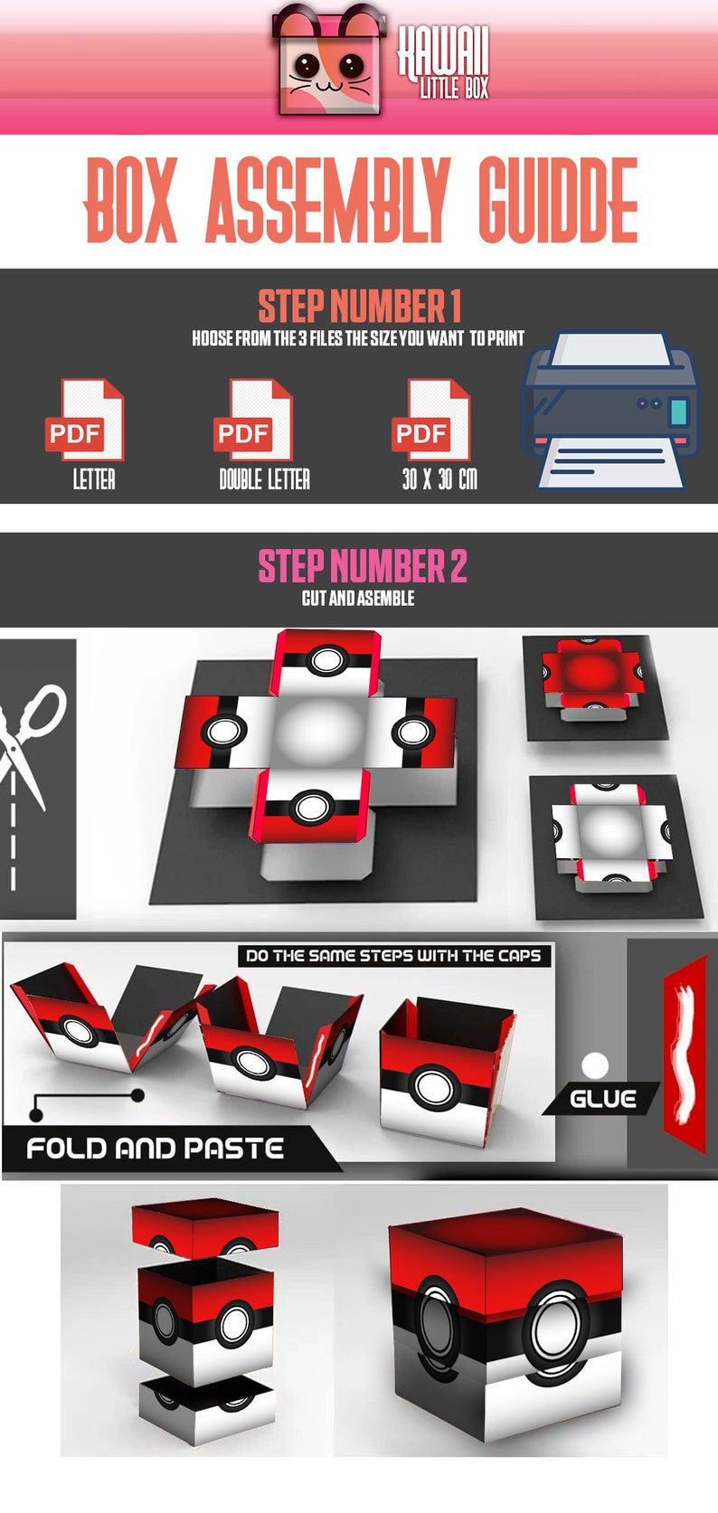 Pokeball - Pokeball Style Box Print Template - PDF Format - Easy to ...