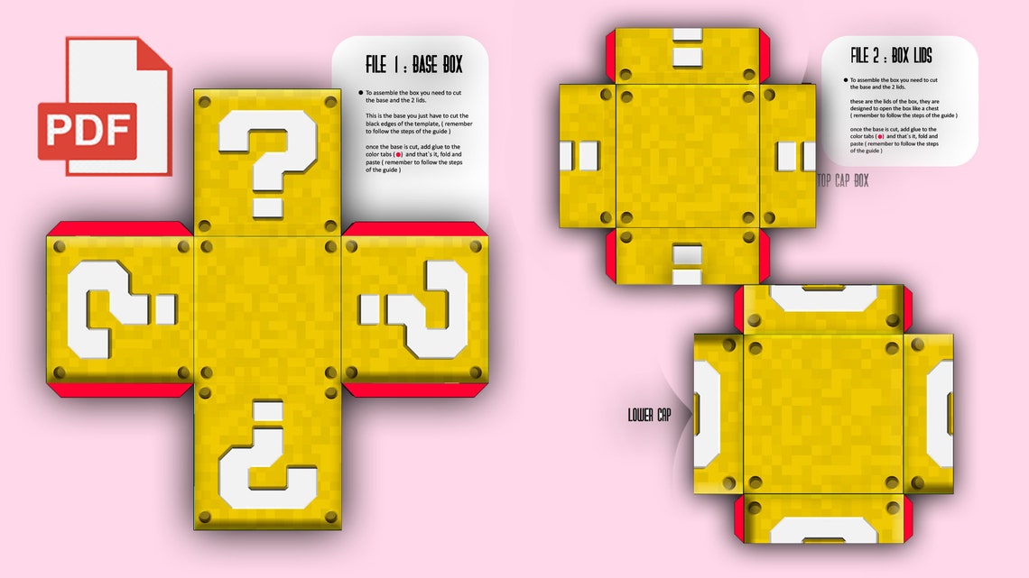 Mario Bros Box-Druckvorlage PDF-Format einfach zu - Etsy.de
