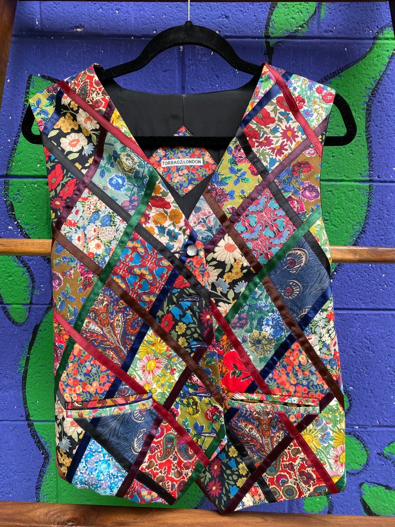 Patchwork and Ribbon Floral/paisley Pattern Vest // Size Large // Multi ...