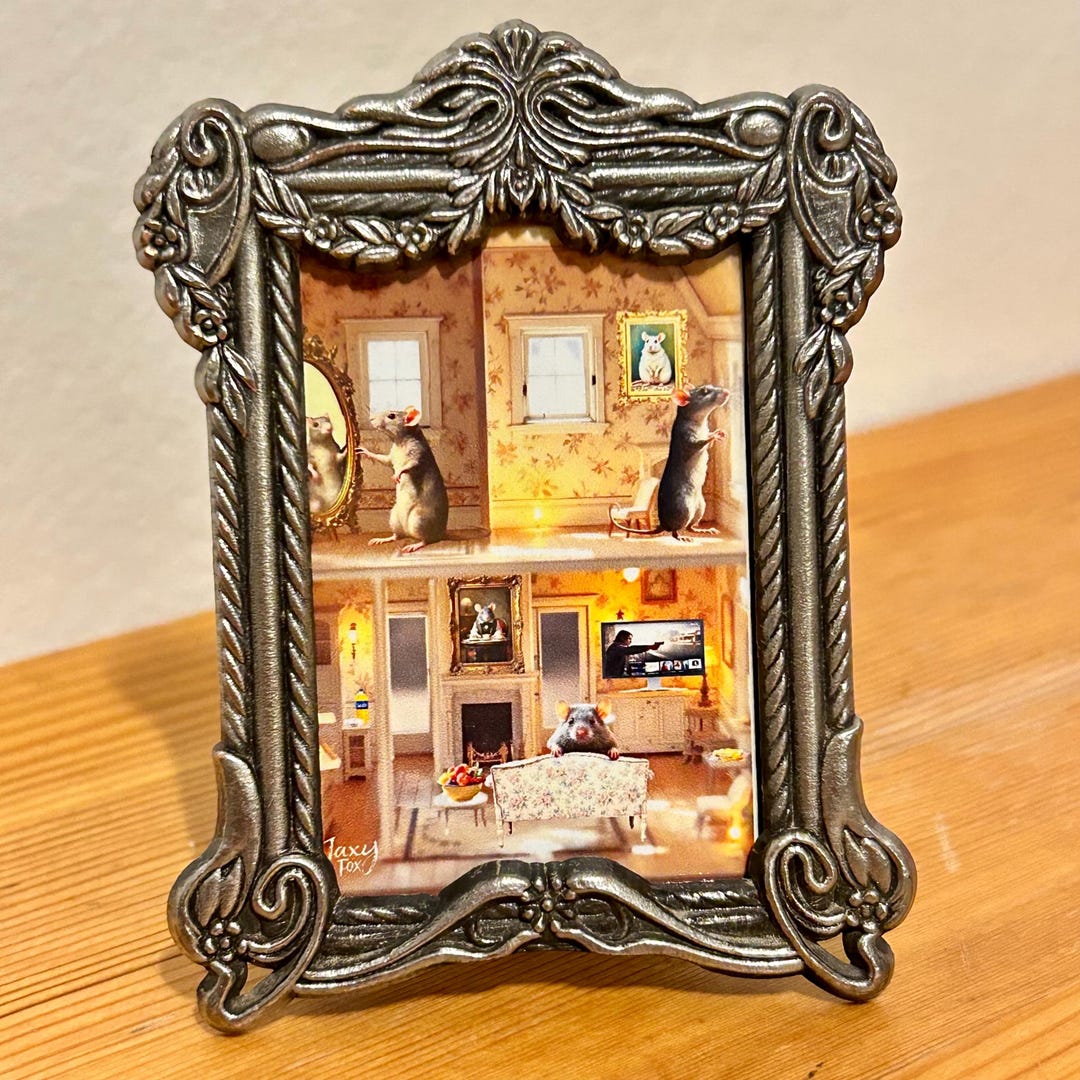 Tiny Rat House | Framed Digital Rat Collage ~ Cute, Rats, Dollhouse ...