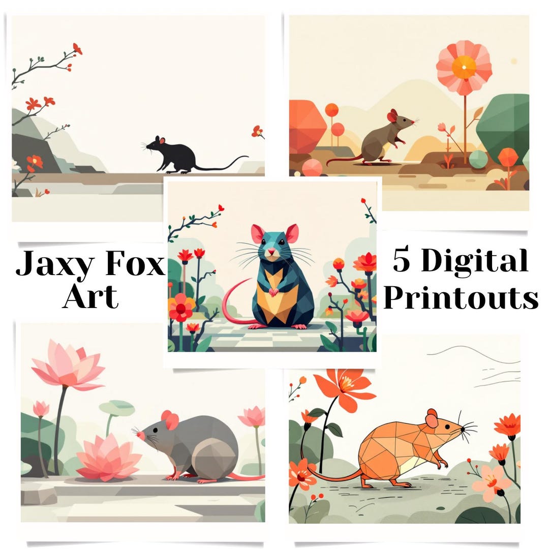Digital Rat Artwork by Jaxy Fox | 5 Prints of Rat Art | Rat of the ...