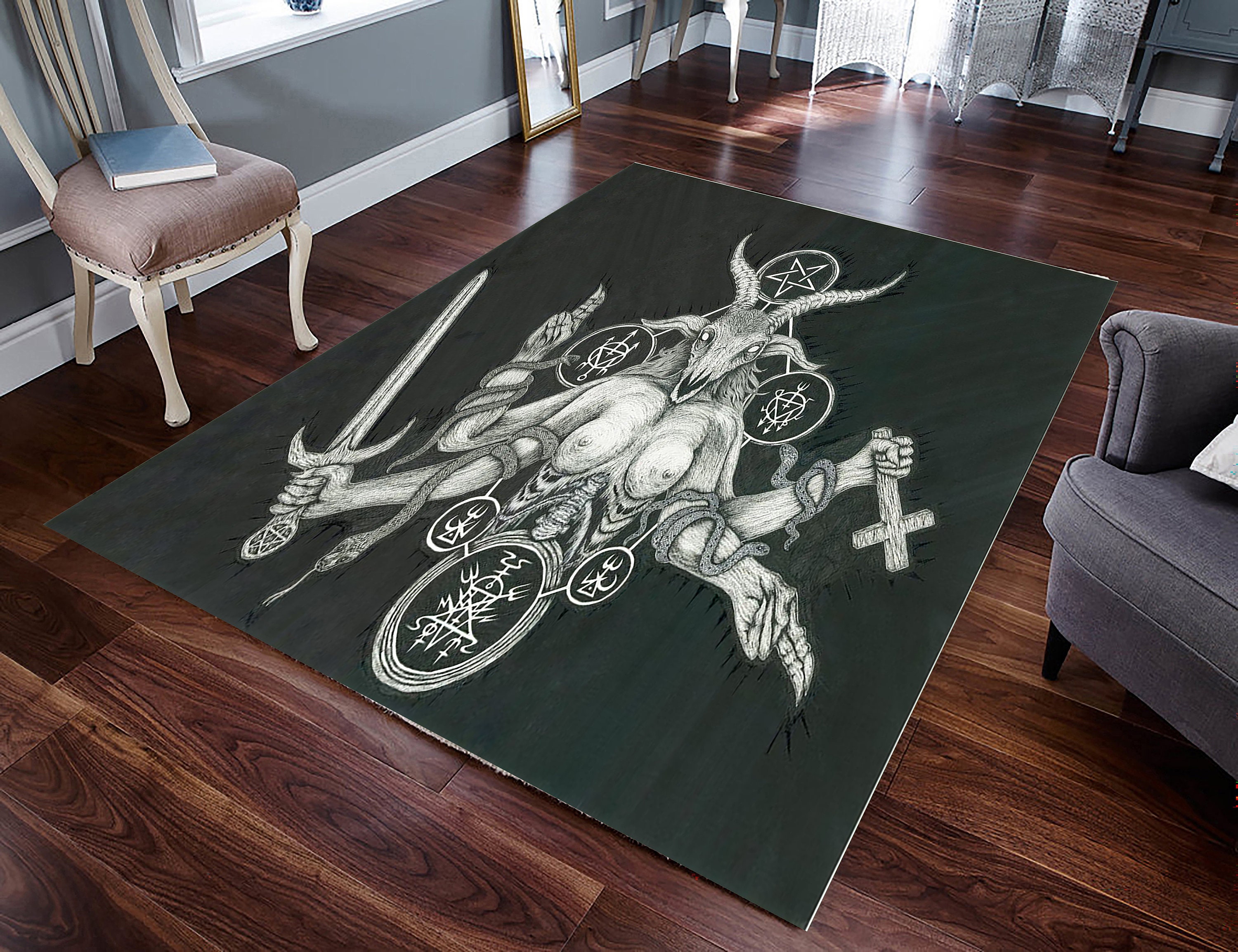 Satanic Demon Satanic Cross Embrace the Master Area Rug Black - Etsy ...