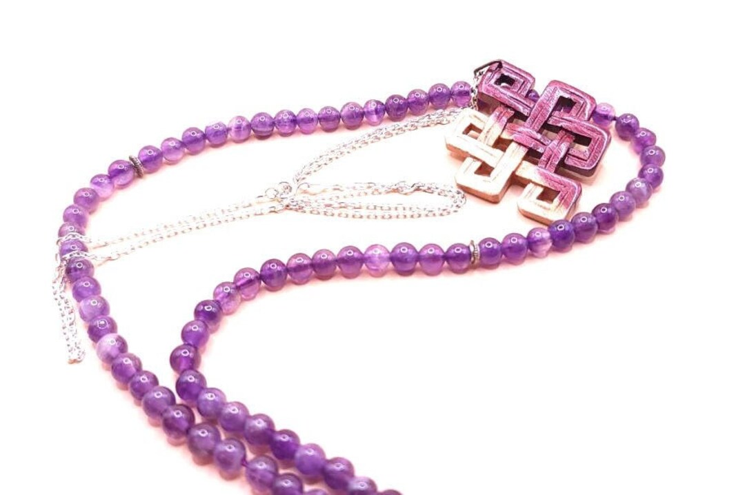 Infinity Knot in Two-tone Amaranth Wood, Stainless Steel. Unique ...