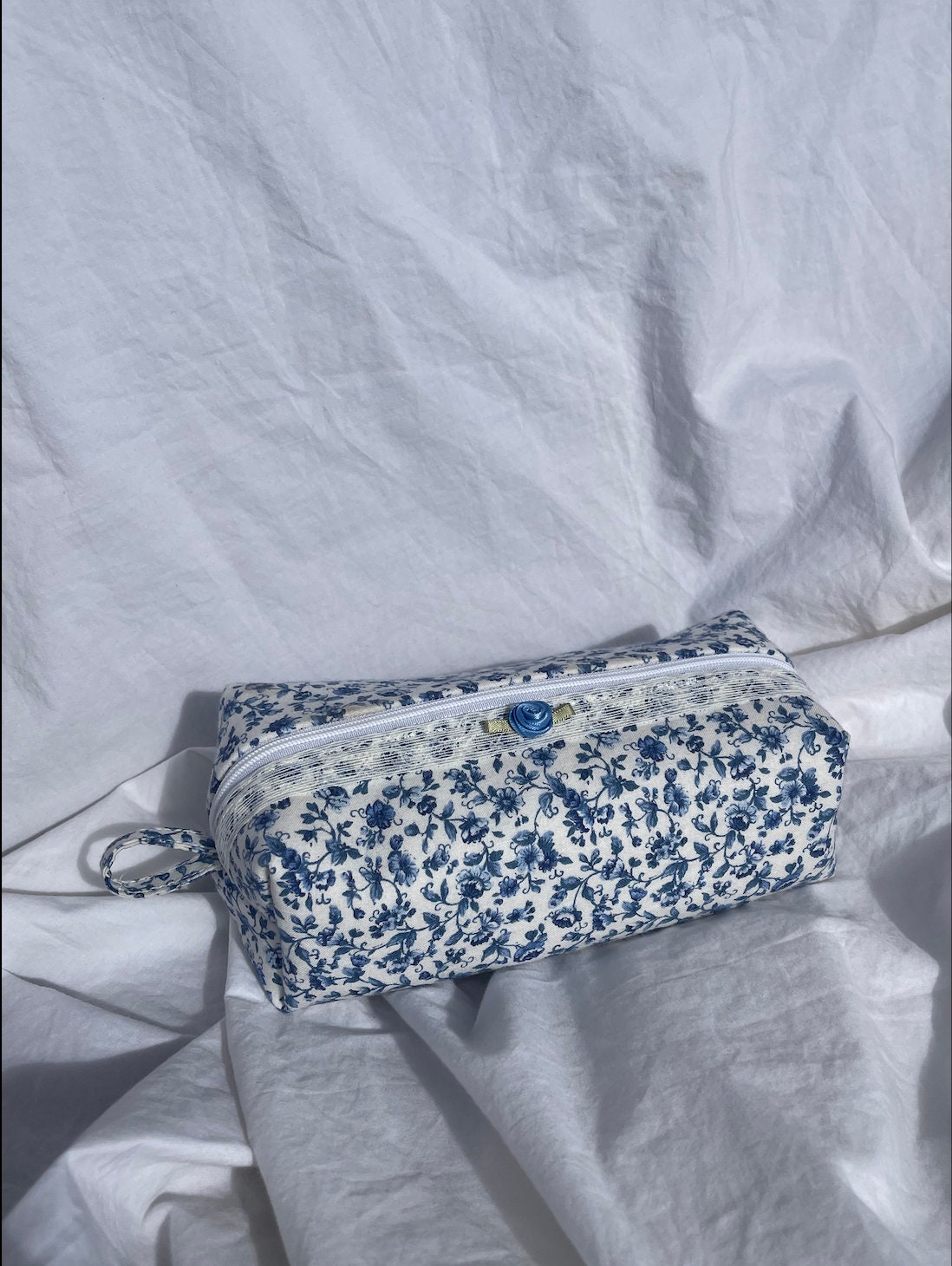 Blue Winter Floral Handmade Pouchbag - Etsy