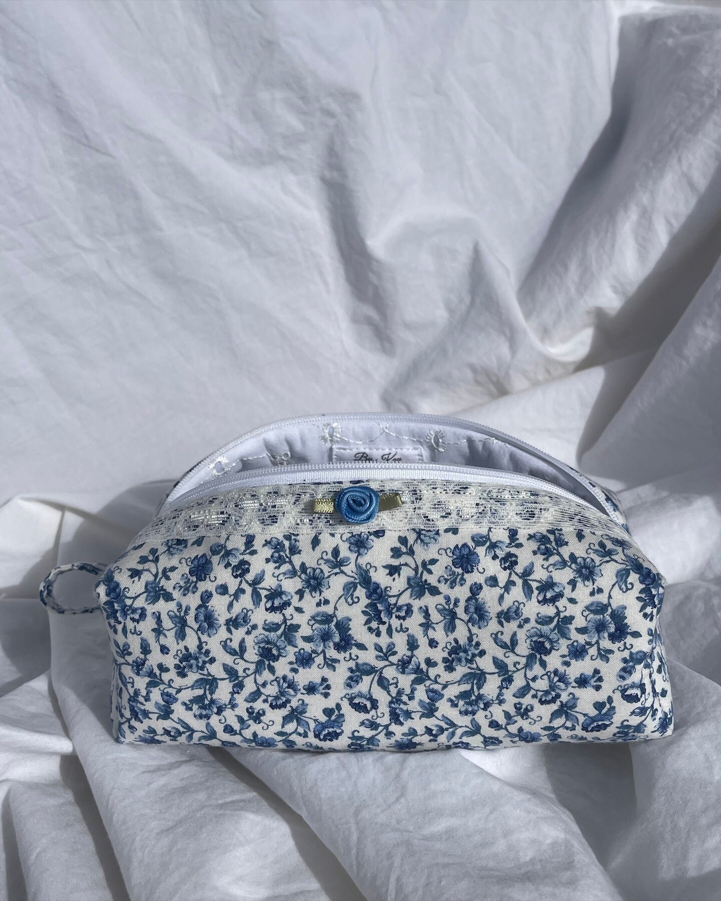 Blue Winter Floral Handmade Pouchbag - Etsy
