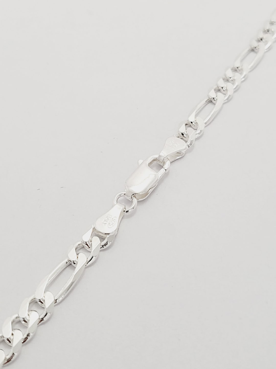 925 Sterling Silver Figaro Chain Link Necklace and Bracelet 7mm Size ...