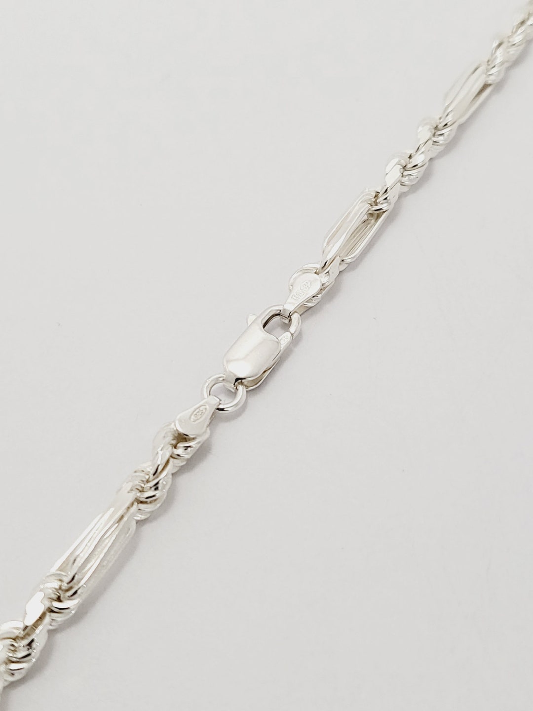Silver Milano Figarope Link Chain Necklace Diamond Cut 4mm Size 1828 ...