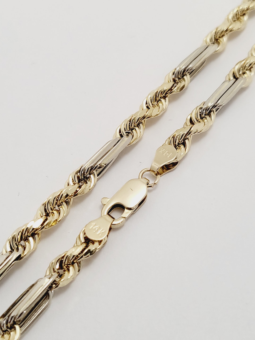 14K Gold Two Tone Milano Figarope Link Necklace Diamond Cut Chain 4.5mm ...