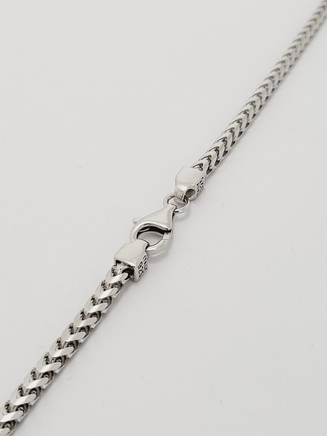 925 Sterling Silver Franco Chain Rhodium Plated Square Box - Etsy