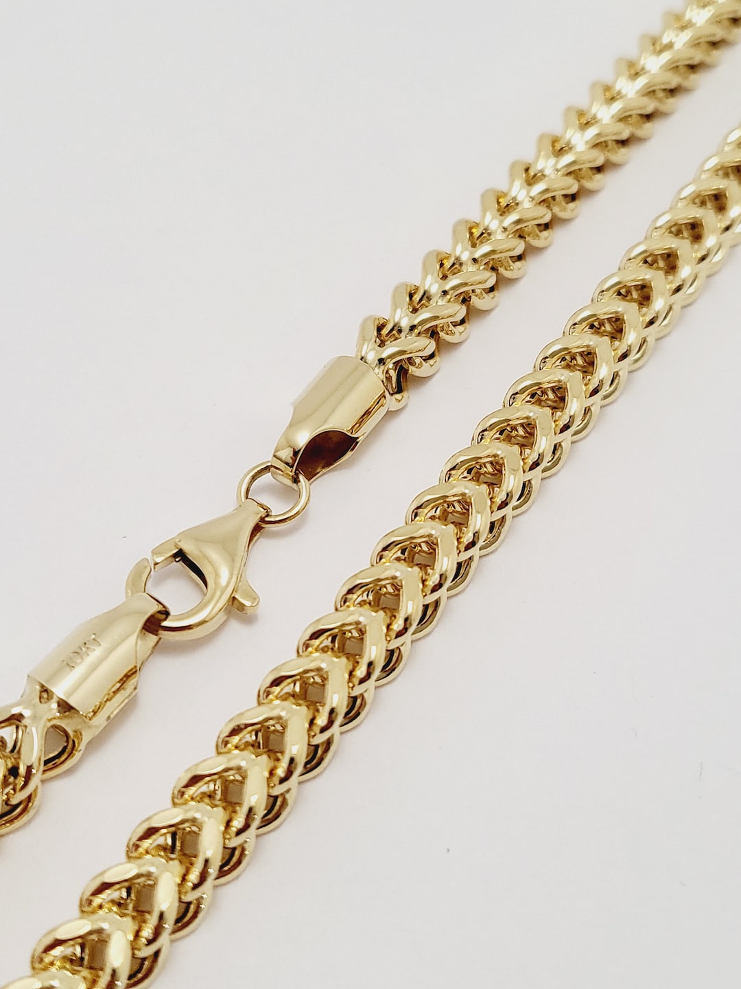 10K Yellow Gold Franco Diamond Cut Link Chain Necklace Hollow 4.5mm ...