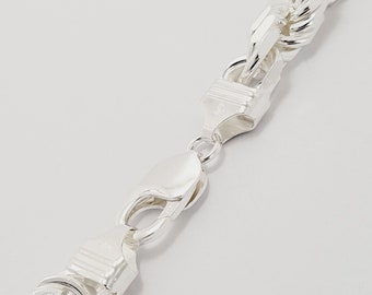 Italian Solid Sterling Silver Rope Link Chain Necklace 925 Silver Chain ...