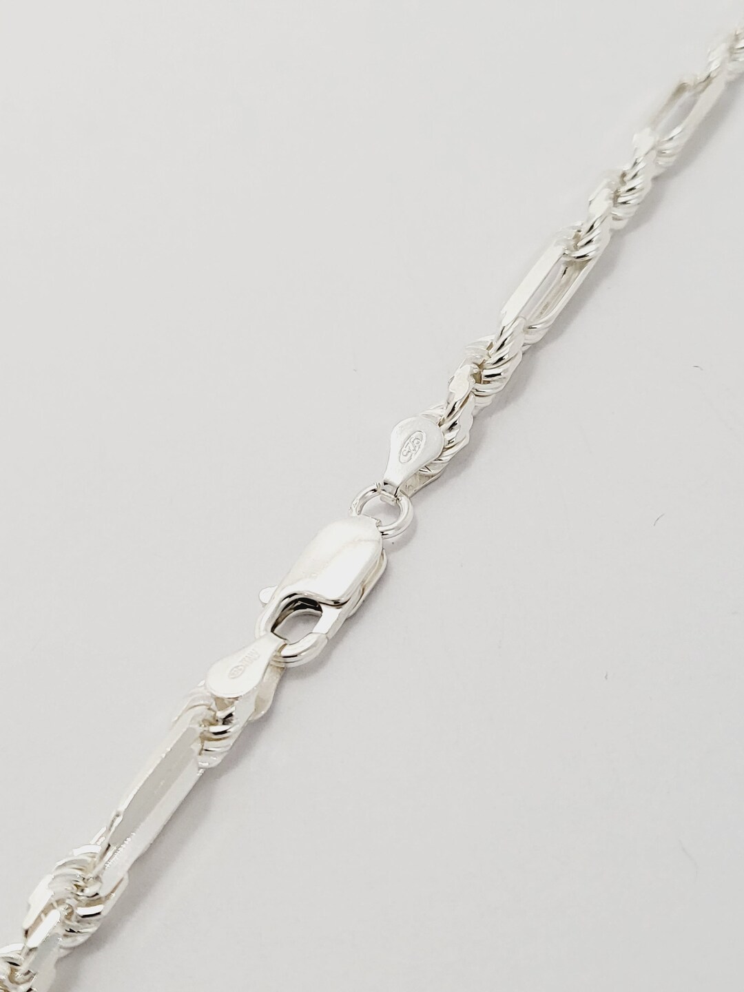 925 Sterling Silver Milano Figarope Link Chain Necklace Diamond Cut 4 ...
