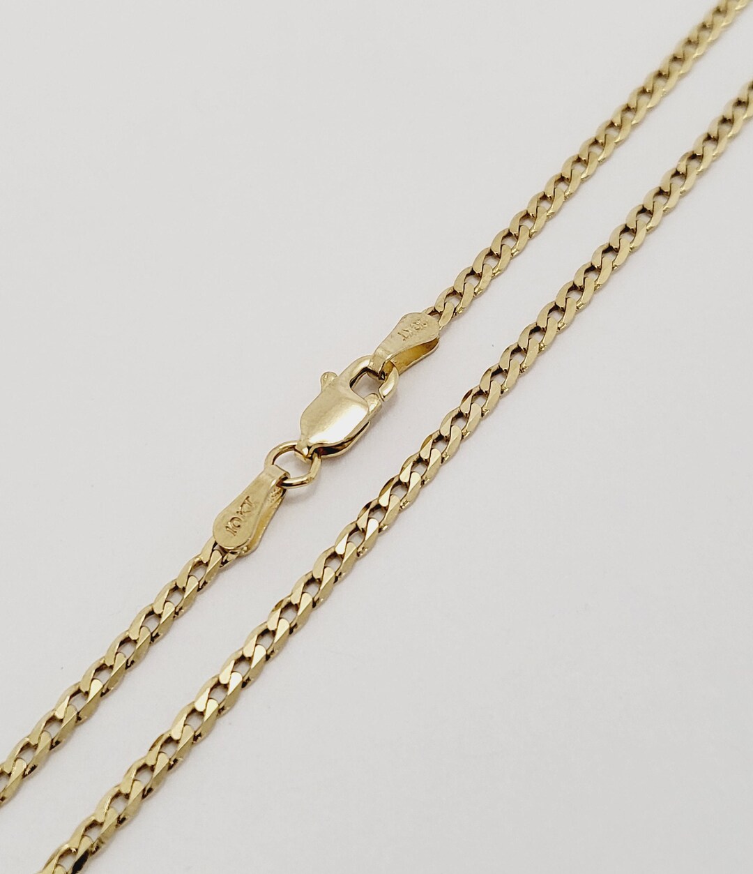 10K Solid Curb Cuban Link Chain Yellow Gold Necklace 2mm Size 1630 Men ...