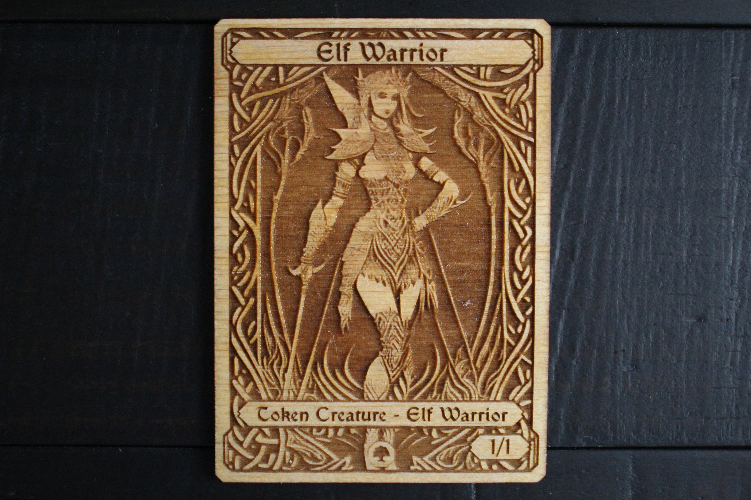 Elf Warrior Token Laser Engraved Wood for Magic: the Gathering - Etsy