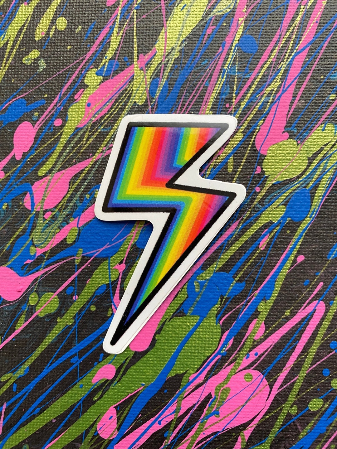 Rainbow Lightning Bolt Sticker - Etsy