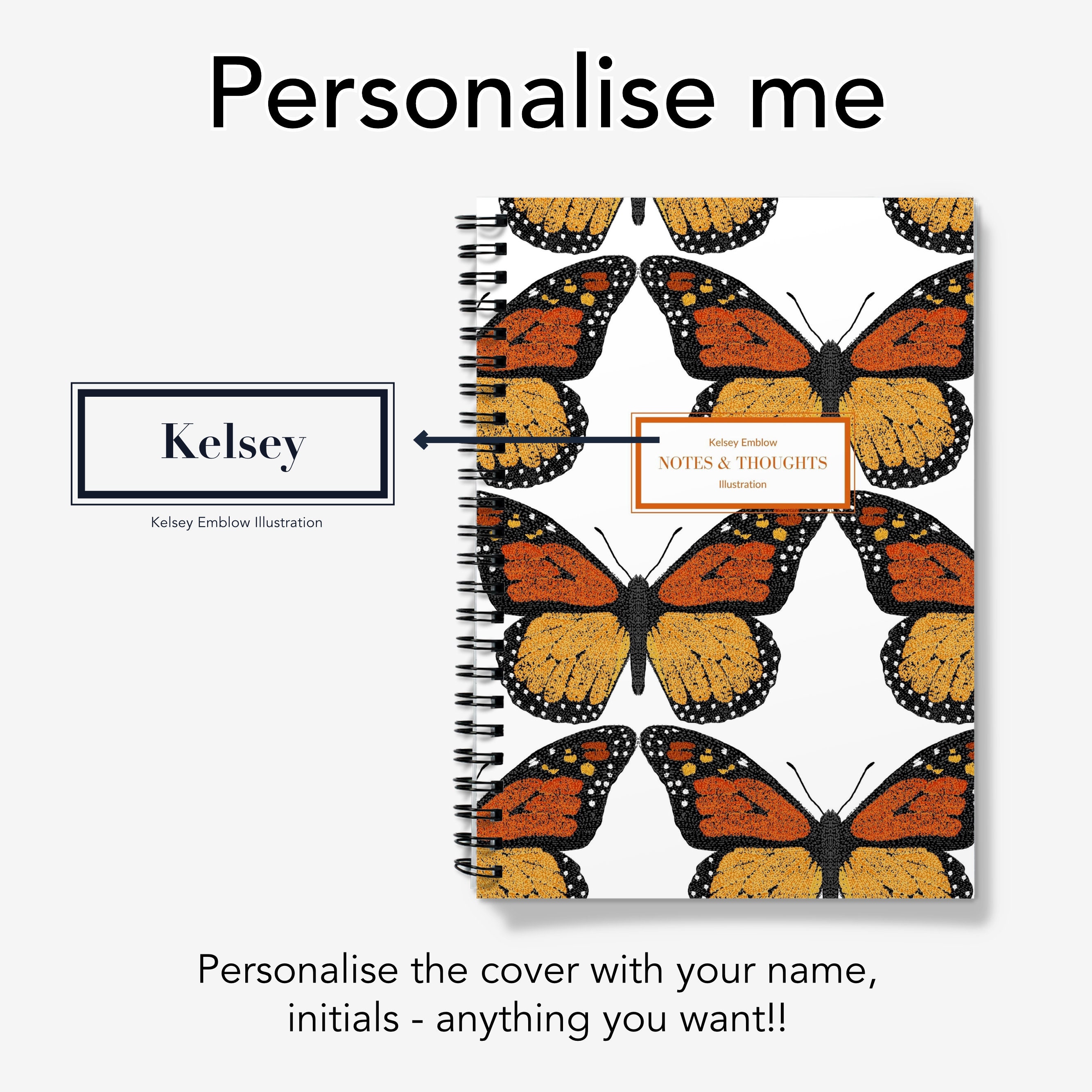 Personalised Butterfly A5 Spiral Notebook Monarch Butterfly - Etsy