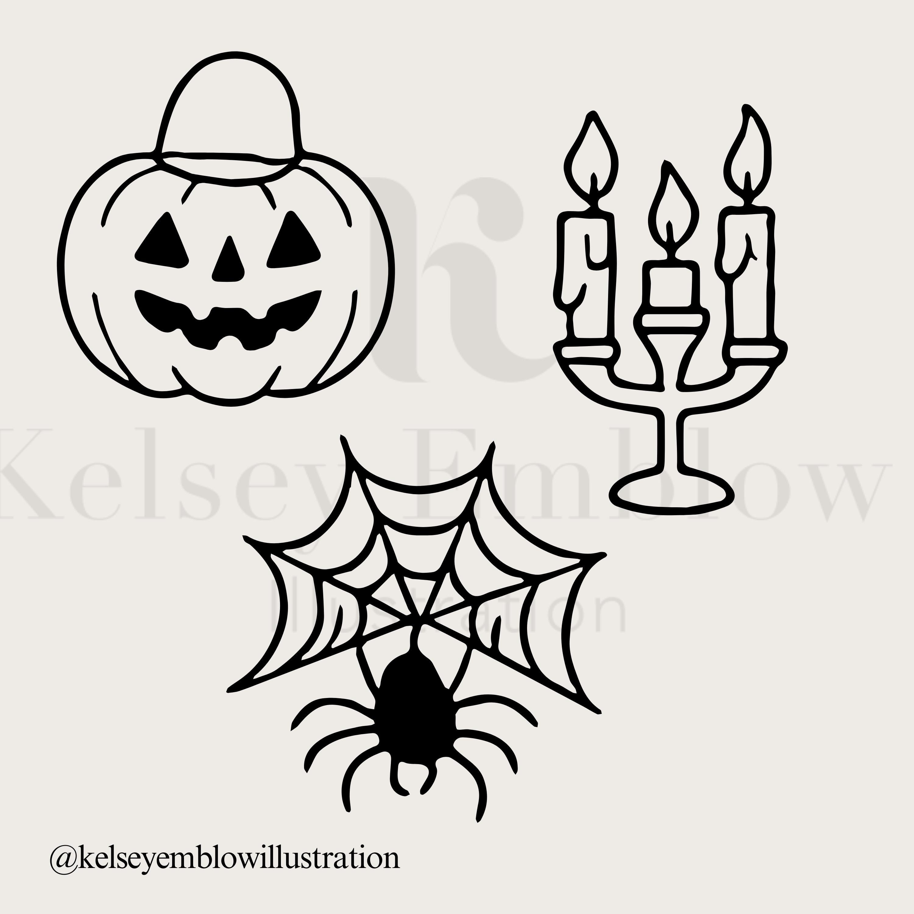 Halloween Doodle SVG & PNG Bundle 24 Line Art Hand Drawn Ghost Icons ...