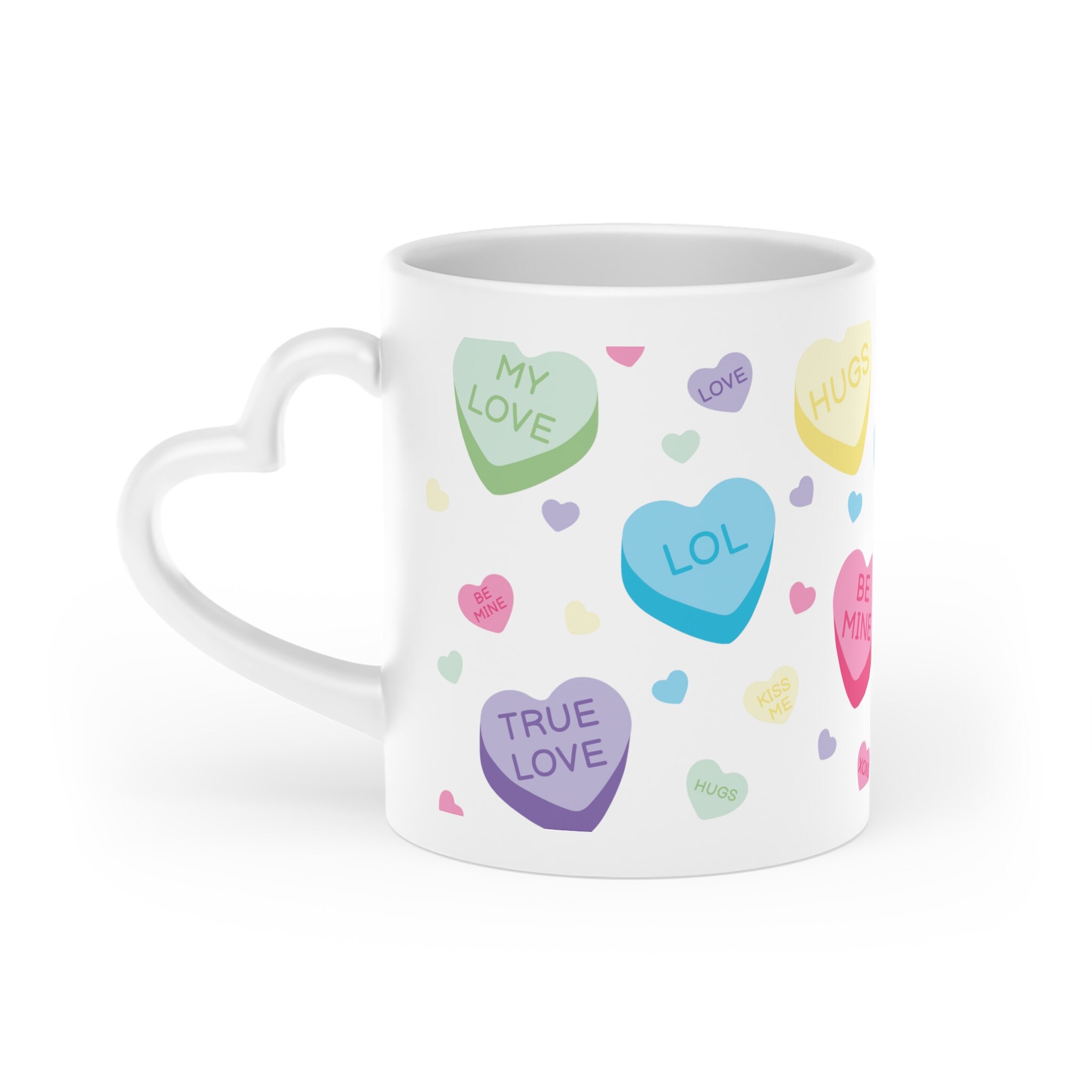 Heart-shaped Mug, Valentine's Day Gift Idea, Conversation Hearts ...
